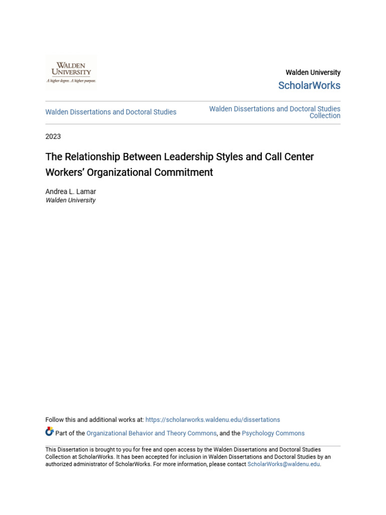 The Relationship Between Leadership Styles and Call Center Worker | PDF