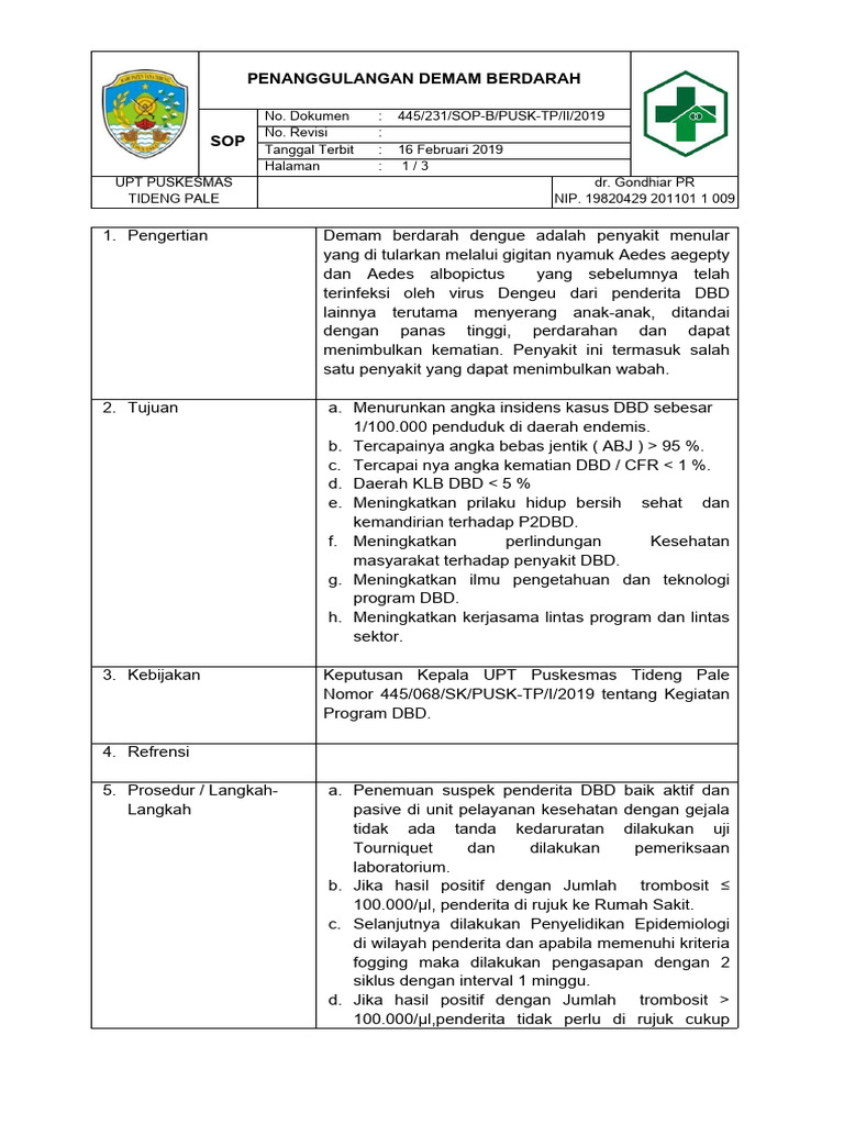 Sop Program DBD | PDF