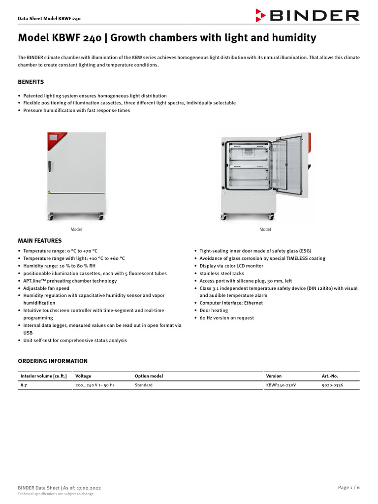 Data Sheet Model KBWF 240 Us | PDF | Lighting | Calibration
