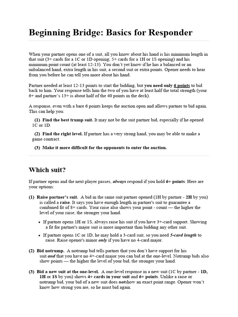 Beginning Bridge | PDF | Contract Bridge | Games Of Mental Skill