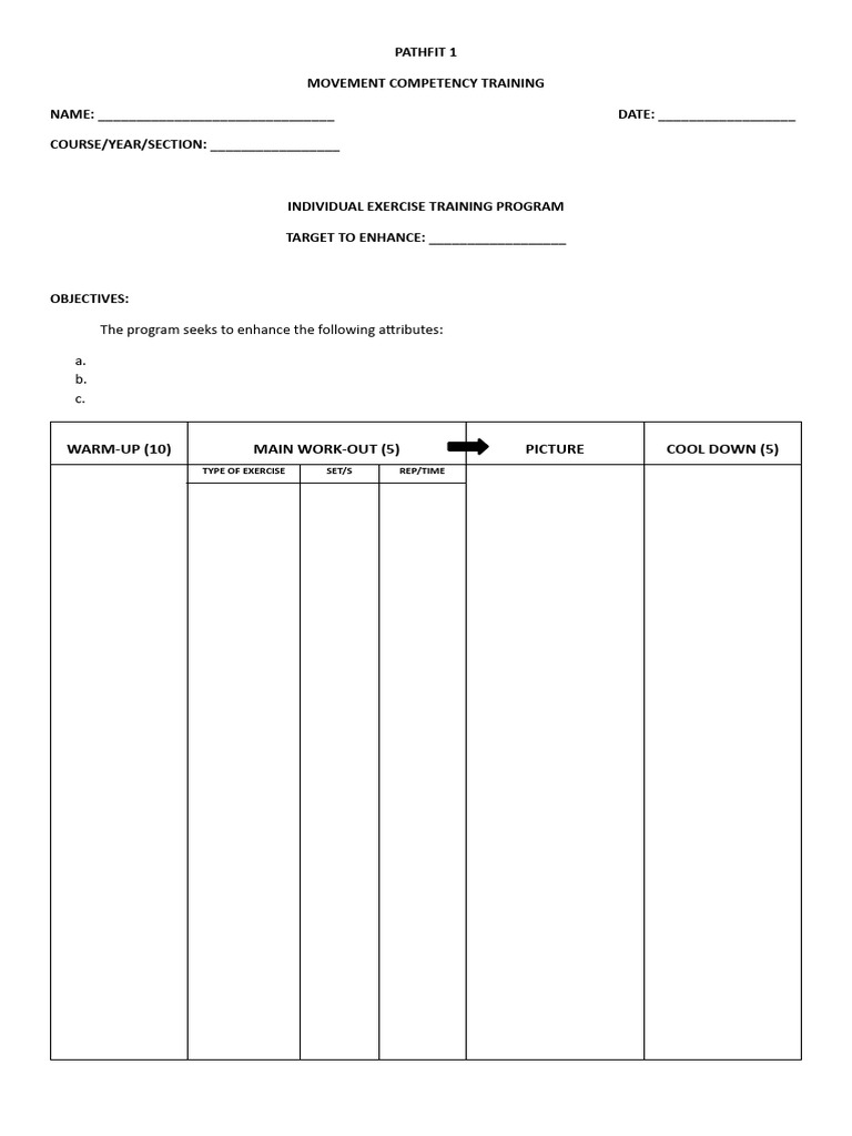 Pathfit 1 Individual Exercise Training Program PT | PDF