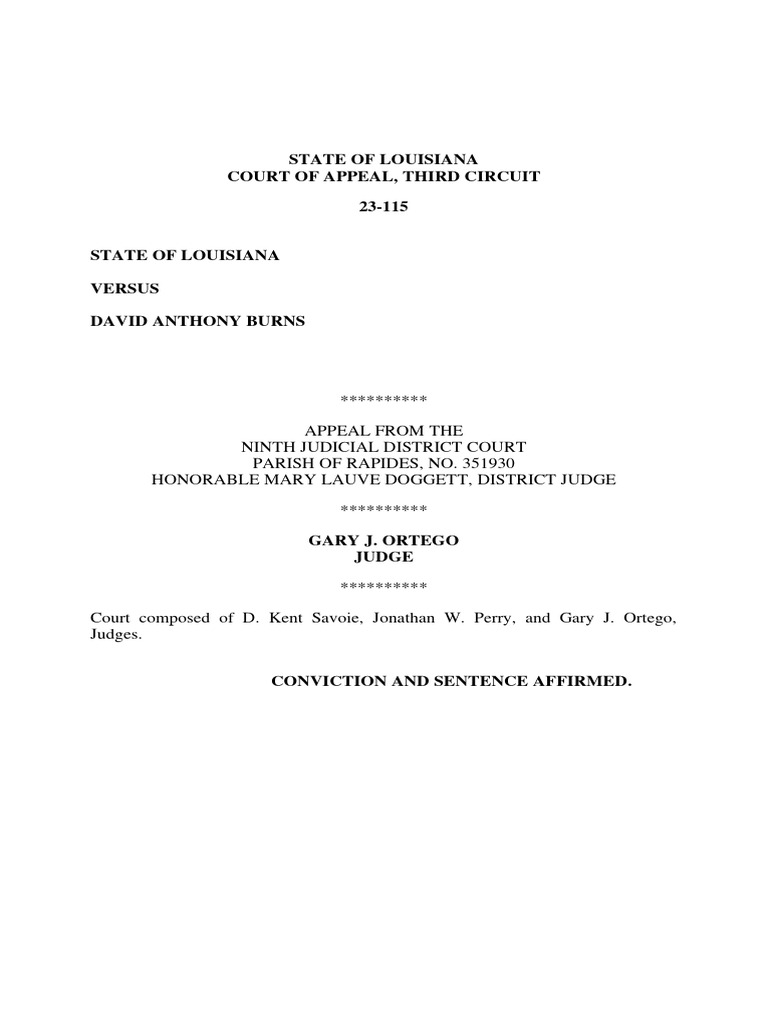 David Anthony Burns Murder Appeal | PDF | Intention (Criminal Law ...