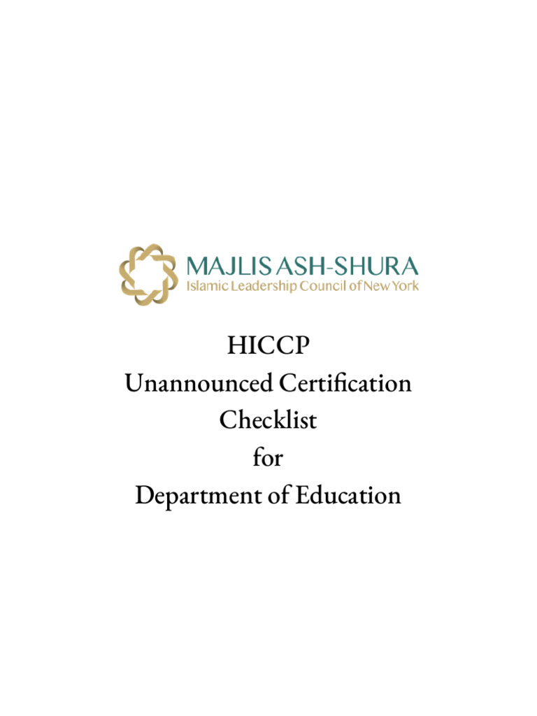 MASTER Unannounced Inspection Checklist | PDF | Refrigerator | Food And ...
