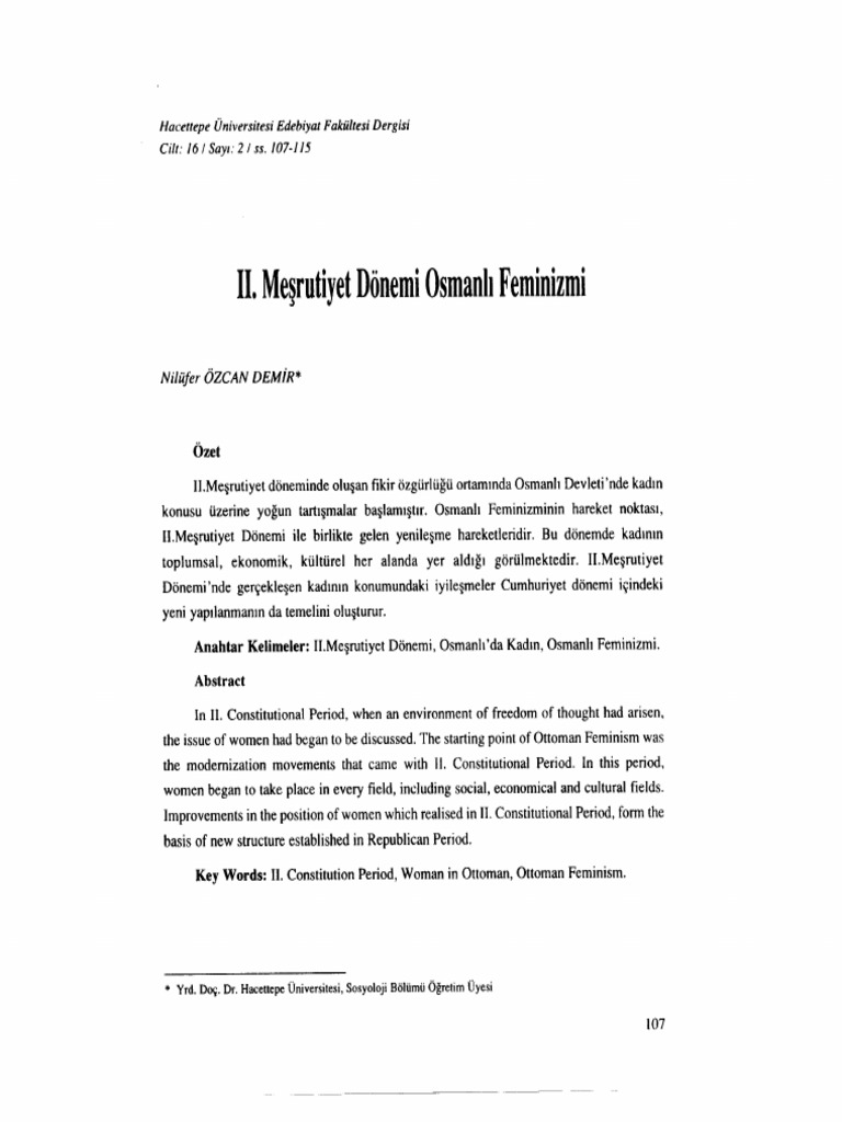 II. Me Rutiyet D Nemi Osmanl Feminizmi (#497461) - 597233 | PDF
