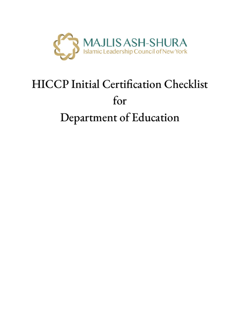 MASTER Initial Certification Checklist - DOE HICCP | PDF | Refrigerator ...
