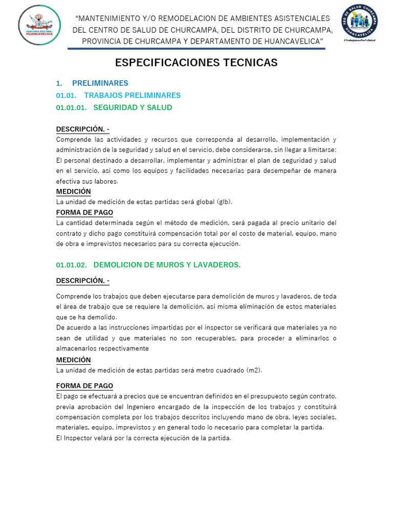 Anexo #02 Especificaciones Tecnicas | PDF | Hormigón | Cemento