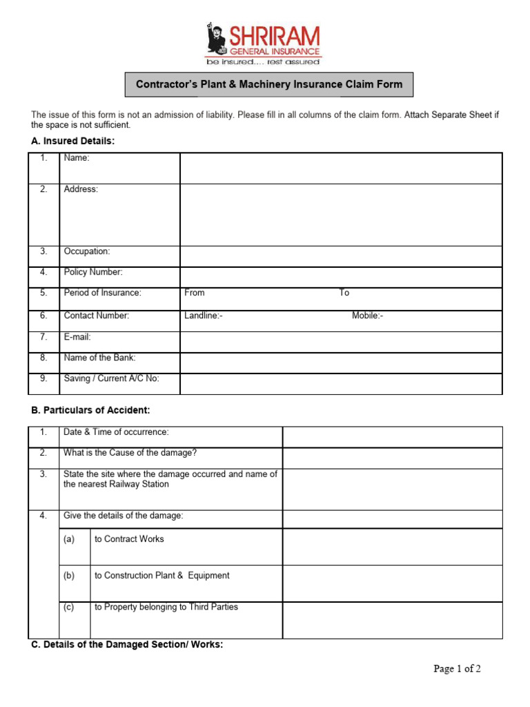 CPM Claim Form (SGI) | PDF