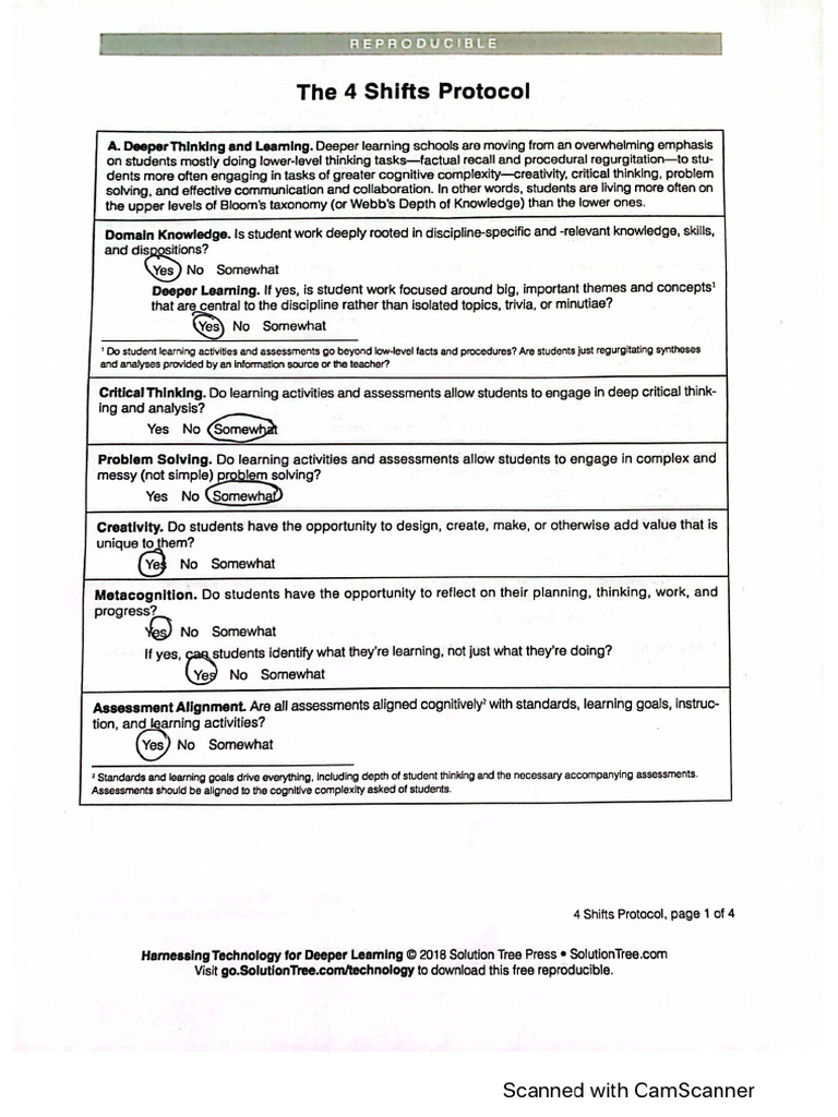 4-Shifts-Protocol-Solution-Tree Worksheet May Derrick | PDF