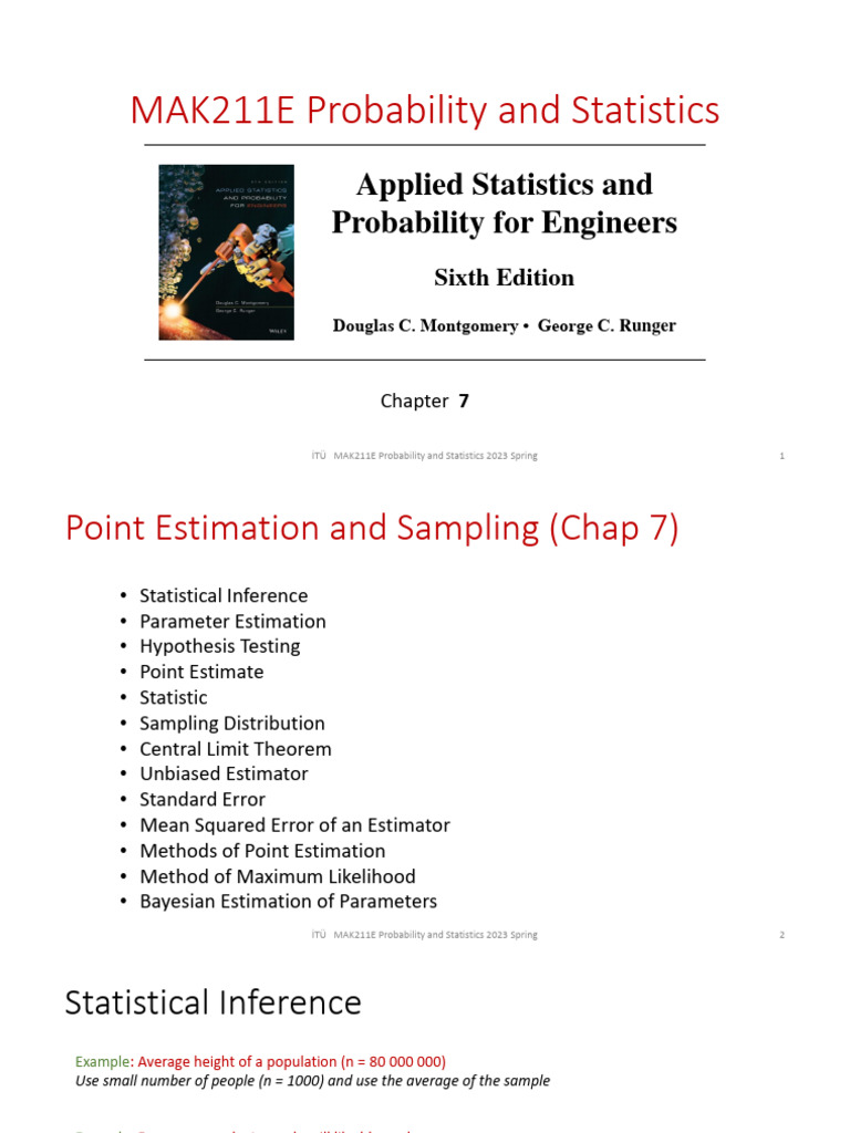 MAK211E Probability and Statistics - 7 | PDF | Bias Of An Estimator | Standard Deviation