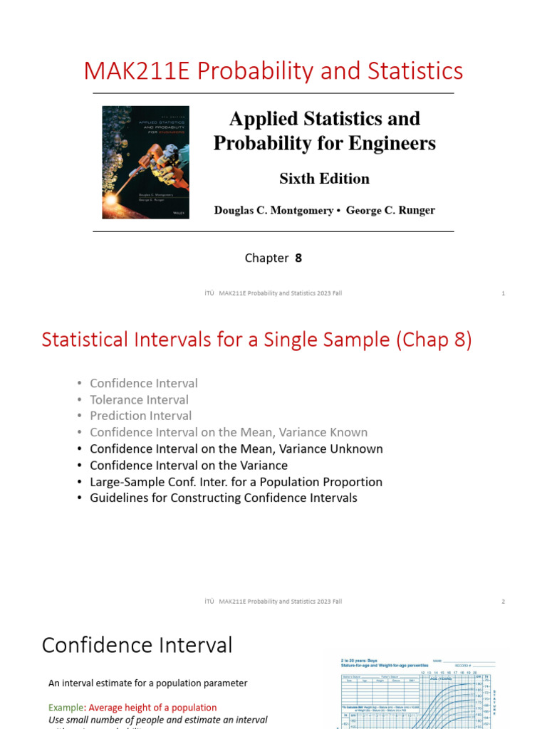 MAK211E Probability and Statistics - 8 | PDF | Standard Deviation | Confidence Interval