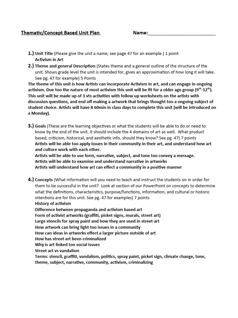 Thematic Concept Based Unit Plans 2 1 | PDF | Street Art | Graffiti