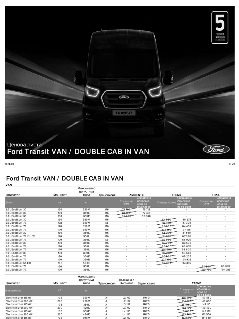 Ford Transit Van Price List 2023 | PDF | Land Transport | Automotive ...
