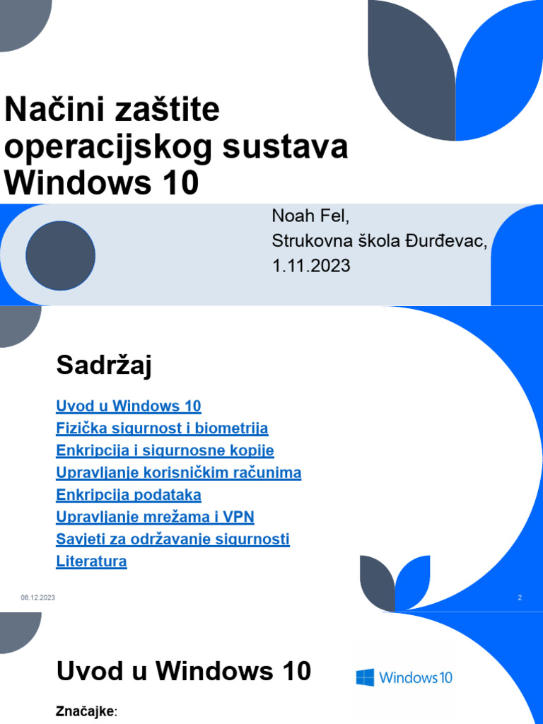Noah - Fel - Načini Zaštite W10 | PDF