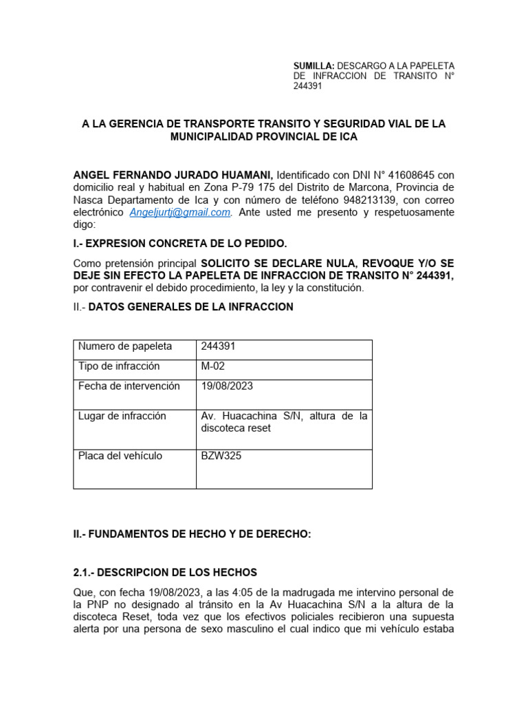 Descargo A La Papeleta M02 | PDF | Justicia | Crimen y violencia