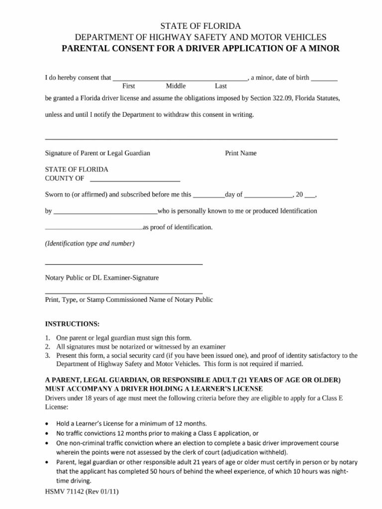 Parental Consent For A Driver Application of A Minor | PDF