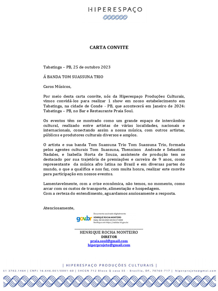 Carta Convite | PDF