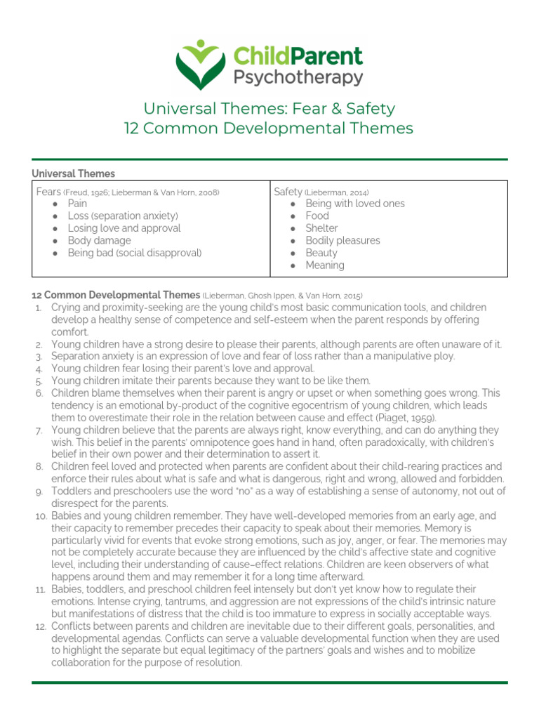 CPP 12 Developmental Themes Handout | PDF | Toddler | Emotions