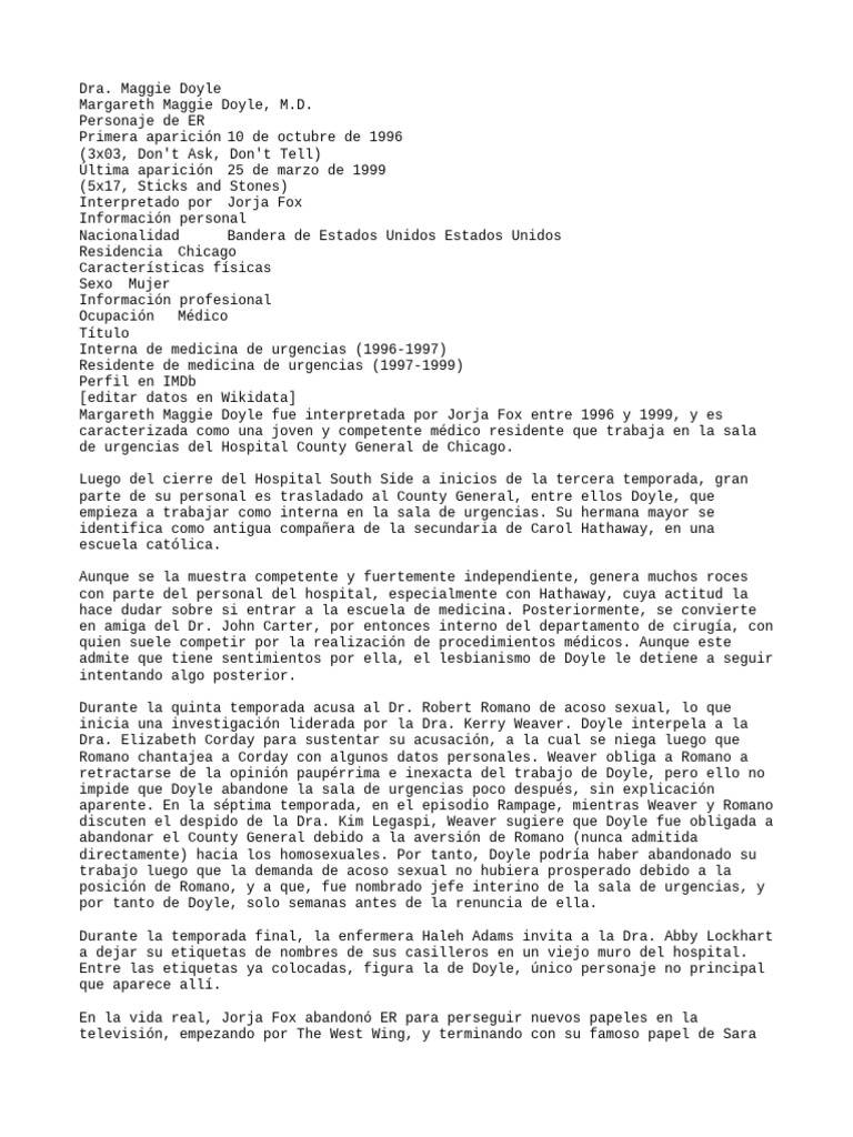 Dra. Maggie Doyle | PDF