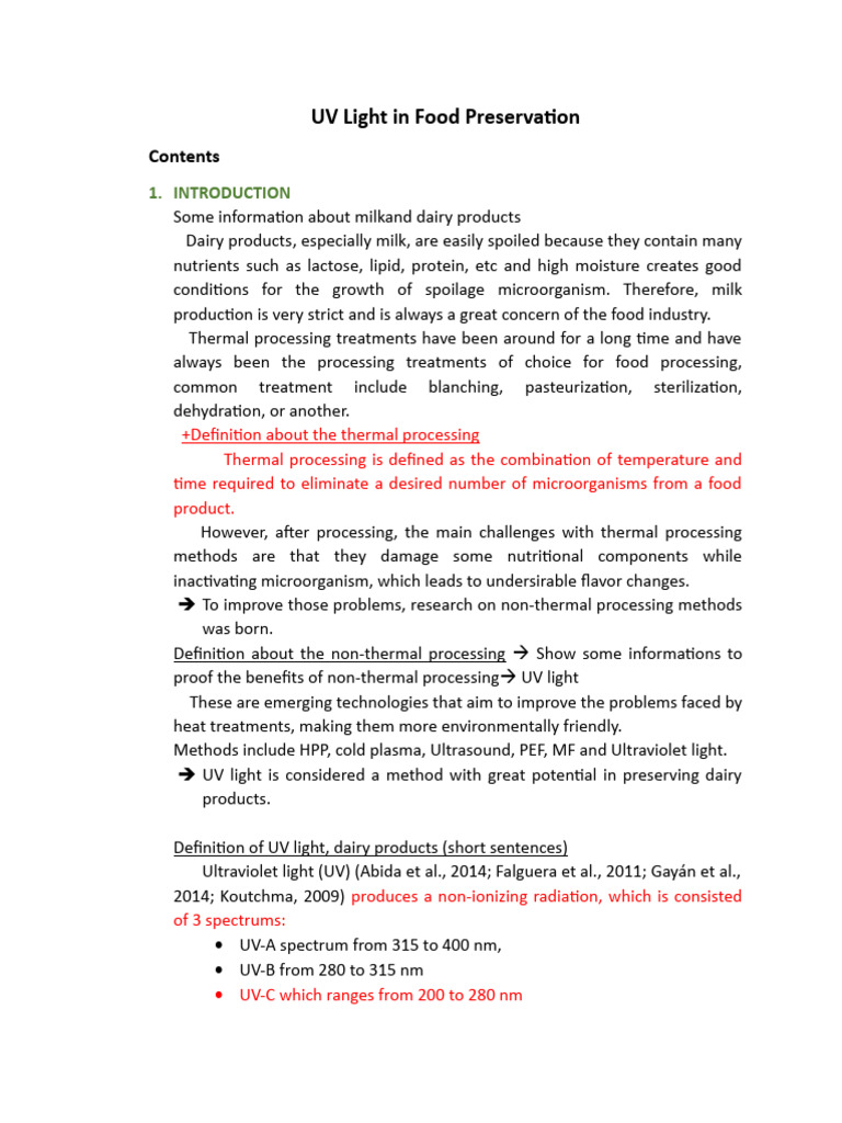 UV Light in Food Preservation | PDF | Ultraviolet | Disinfectant