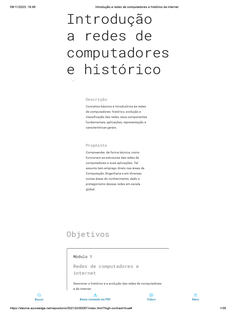 Introdução a Redes de Computadores e Histórico Da Internet | PDF | Rede ...