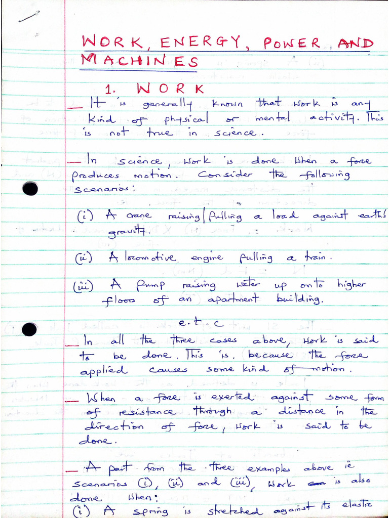 Topic 6 - Work, Energy and Power | PDF