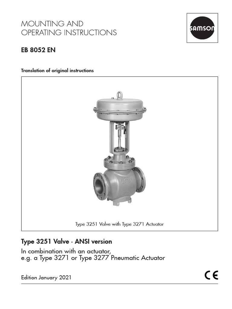 EB 8052 EN: Translation of Original Instructions | PDF | Valve | Actuator