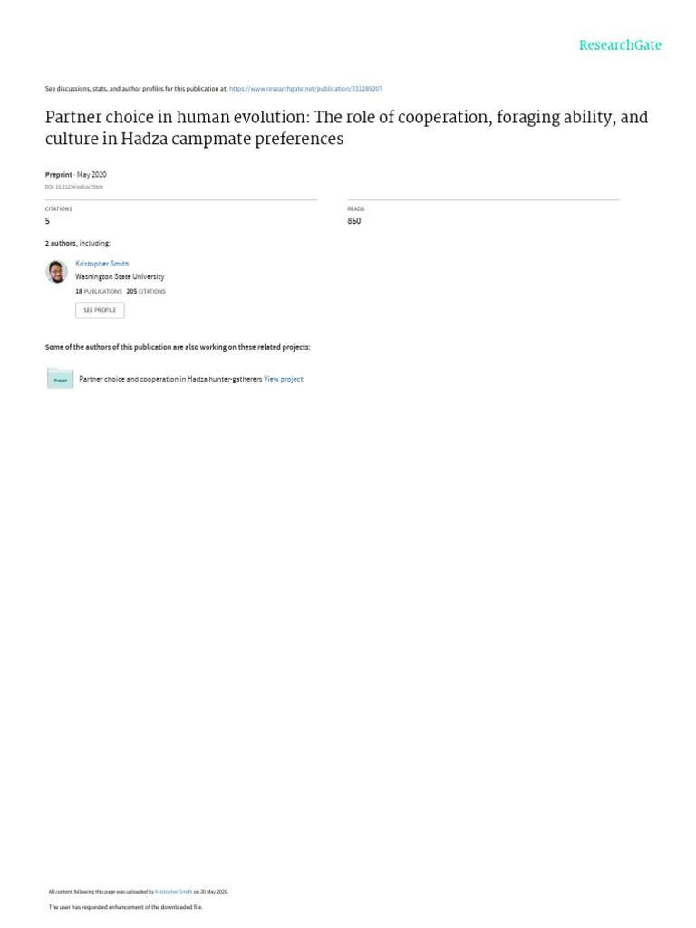 Partner Choice in Human Evolution | PDF | Cooperation | Regression Analysis