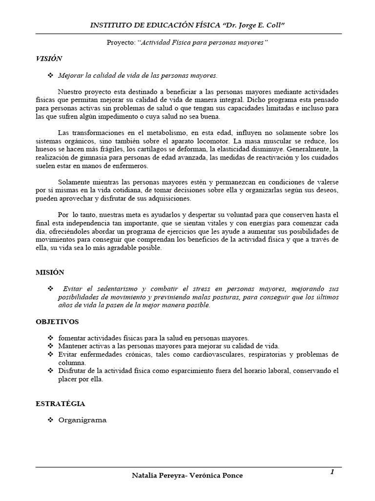 PROYECTO 3ra Edad. (Dr. Jorge E. Coll) | PDF | Hombro | Vida