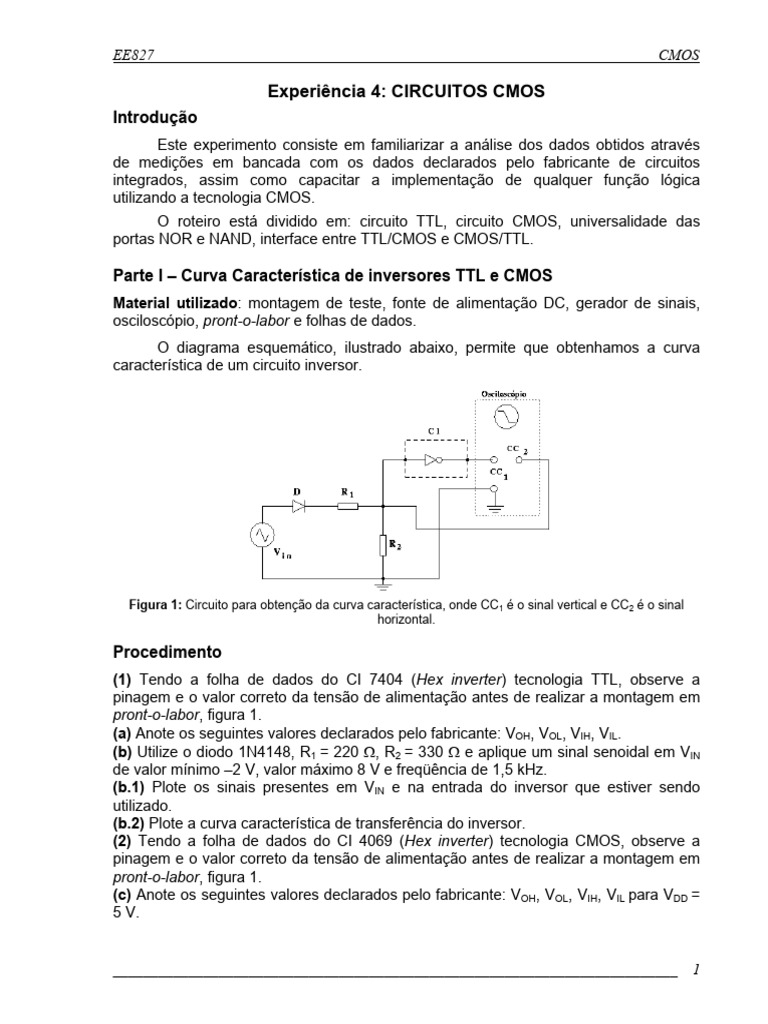 Roteiro Exp 4 | PDF | CMOS | Rede elétrica