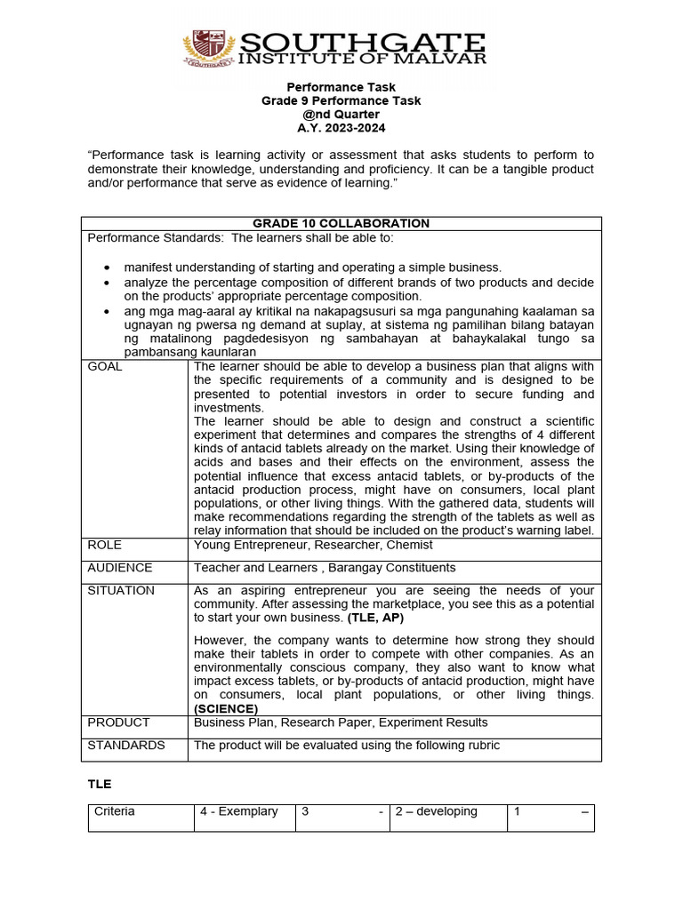 Q2 Grasps G9 - Tle Ap Science | PDF | Learning | Experiment