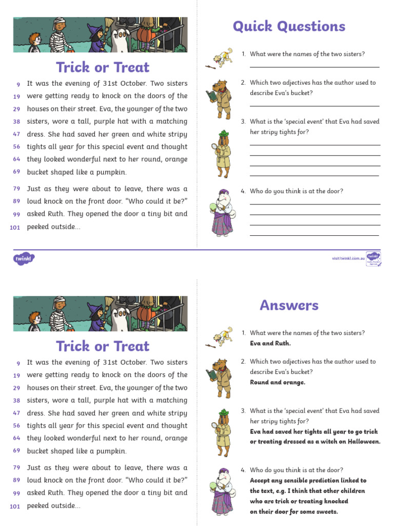 Halloween Trick or Treat Activities | PDF | Trick Or Treating