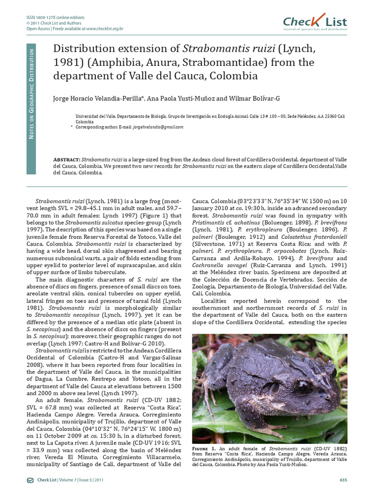 Andean Frog Distribution Update | PDF | Social Science