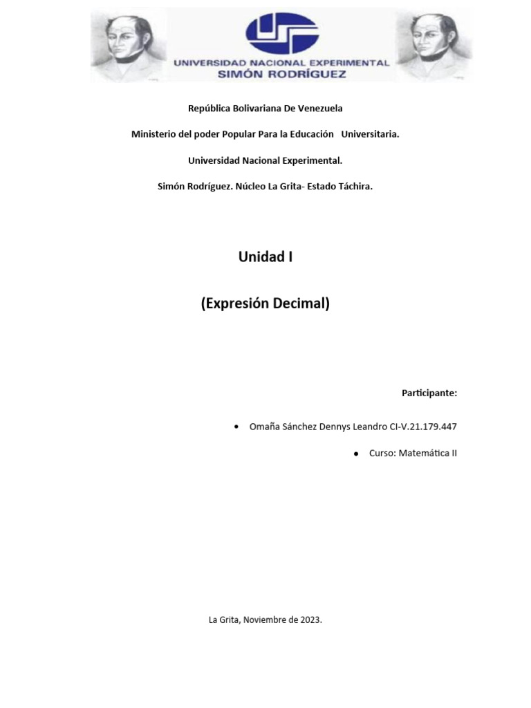 Unidad I Matematica Ii | PDF | Números | Número racional