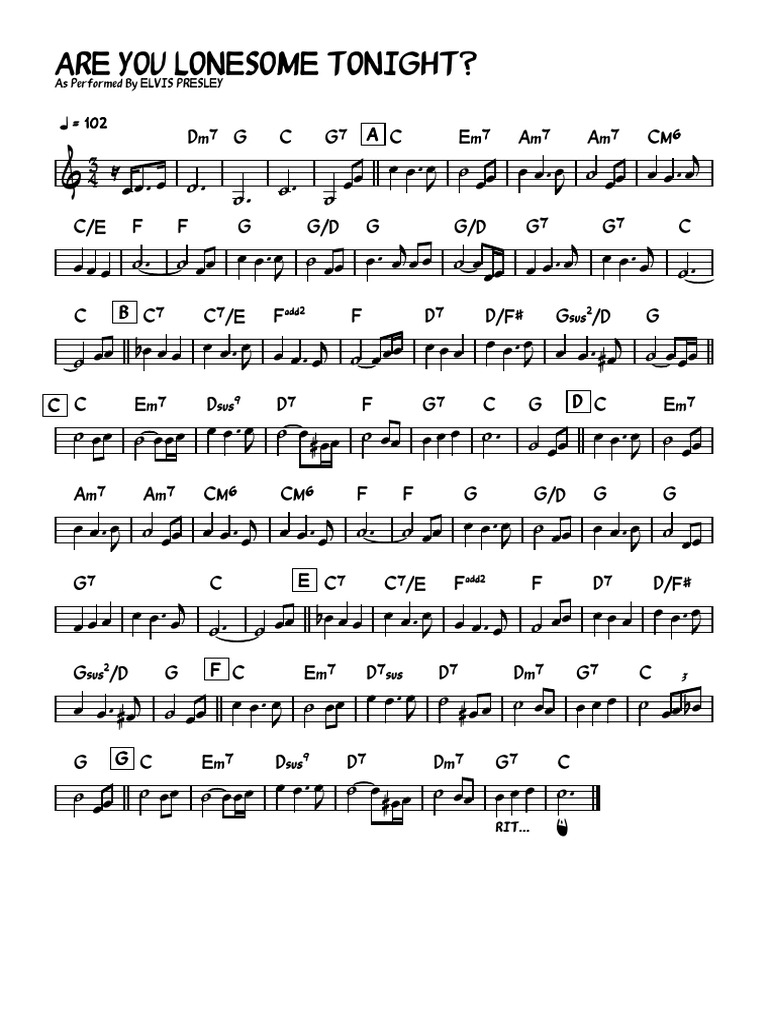 Are You Lonesome Tonight? Lyrics & Chords | PDF | Singles