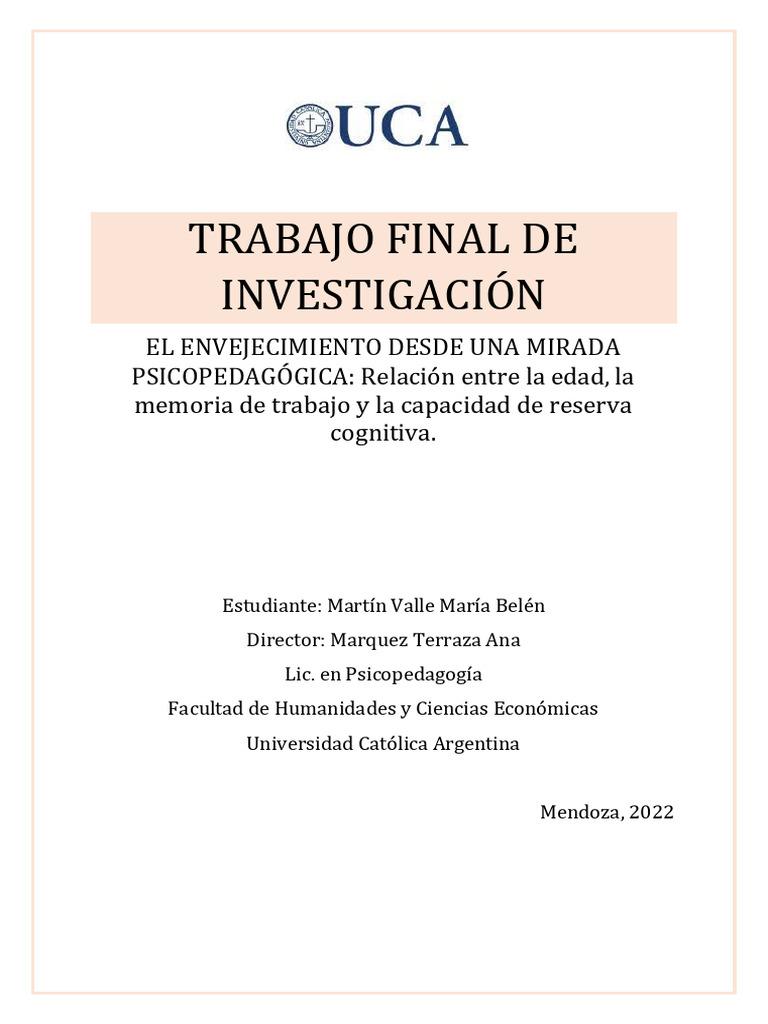 El Envejecimiento Desde Una Mirada Psicopedagógica Relación Entre La