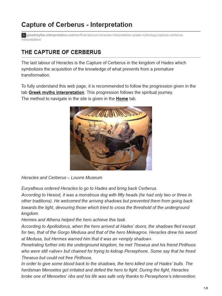 Capture of Cerberus - Interpretation | PDF | Hades
