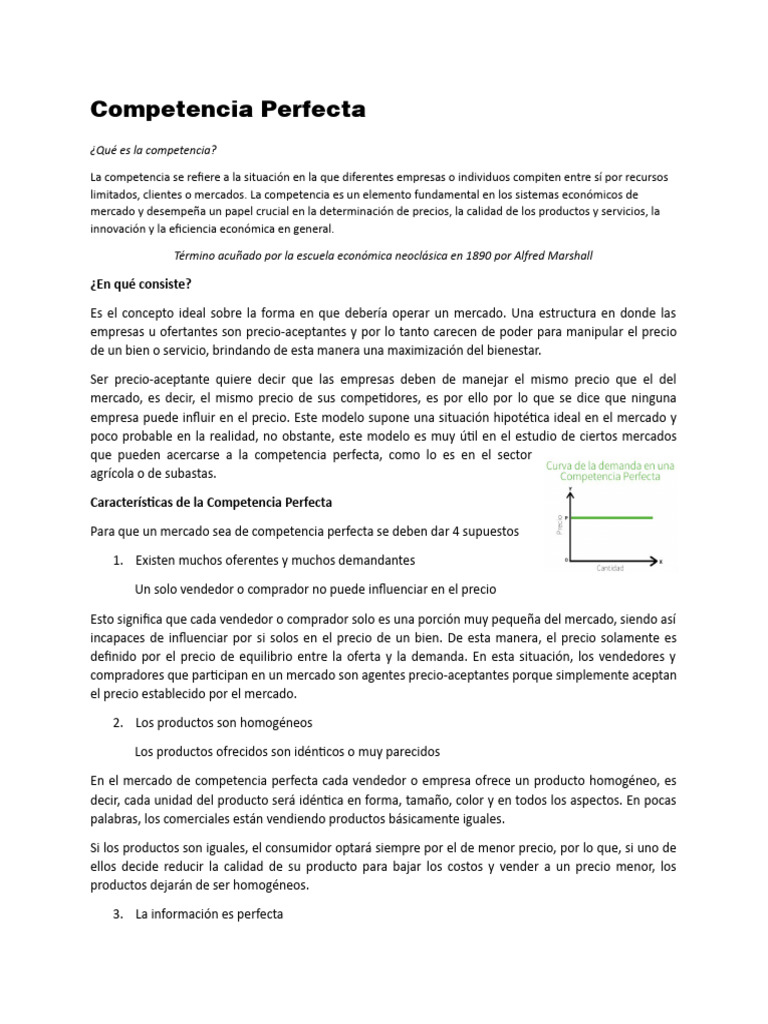 Competencia Perfecta | PDF | Mercado (economía) | Competencia perfecta
