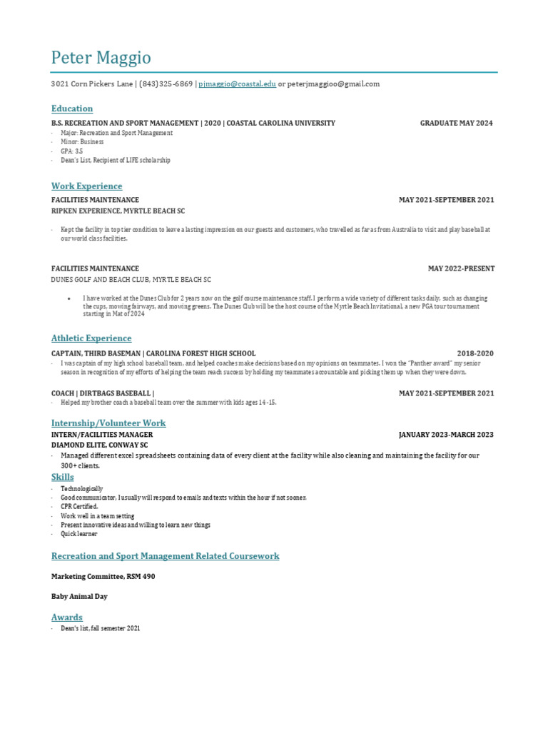 Peter Maggio: Education | PDF | Sports & Recreation