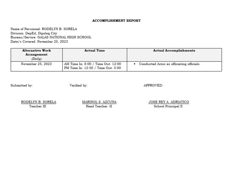 Accomplishment Report | PDF