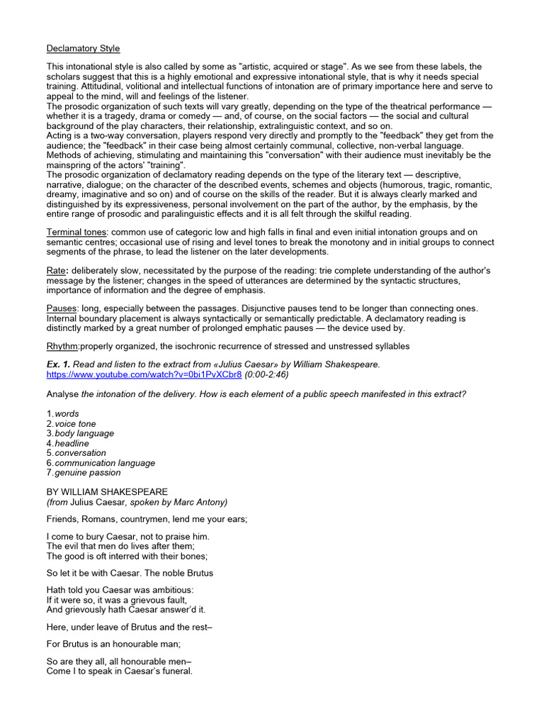 Declamatory Style - 1 - 2 - W | PDF | Linguistics | Human Communication