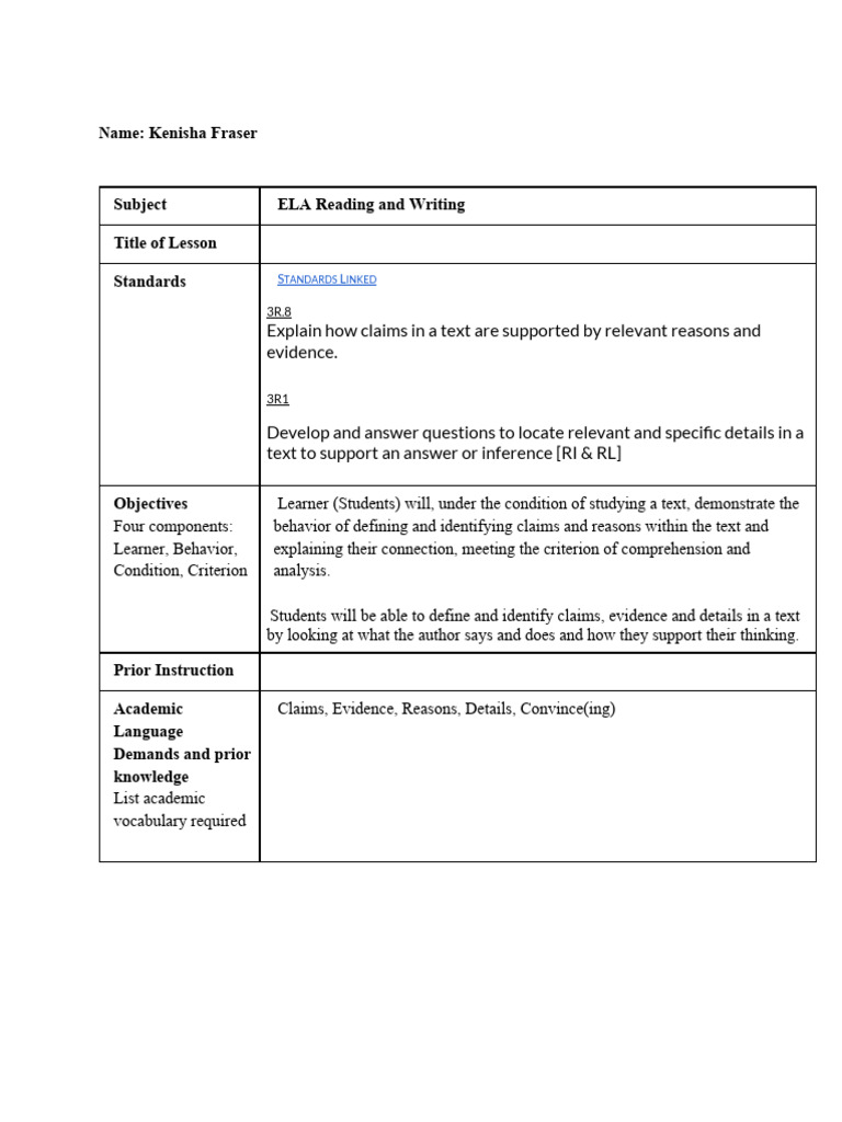 Student Teaching Lesson Plan-2 | PDF | Reason | Cognition