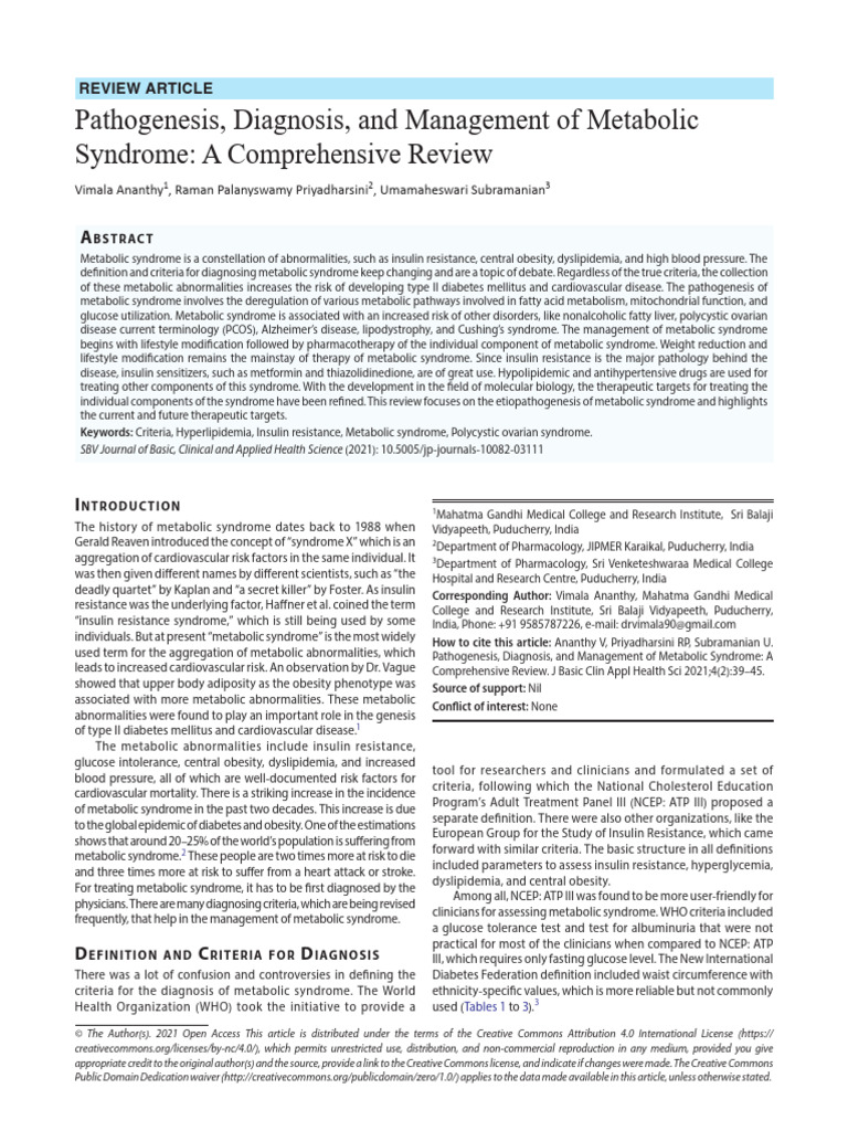Jbcahs 4 39 | PDF | Metabolic Syndrome | Insulin Resistance