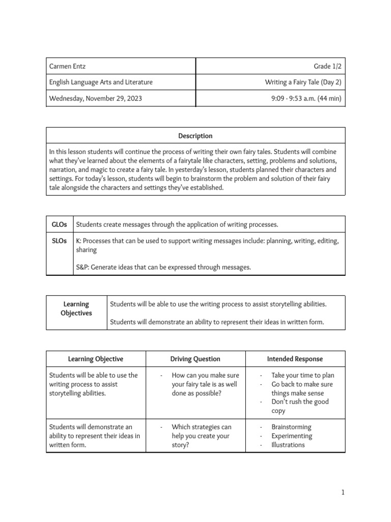 Writing Adapted Fairy Tales in Class | PDF | Career & Growth | Foreign ...