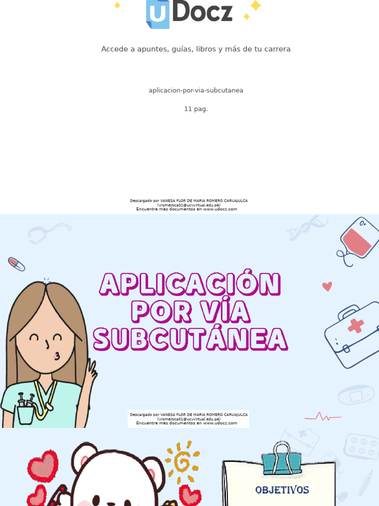 Inyección Subcutánea: Guía Completa | PDF | Inyección (medicina) | Medicina CLINICA