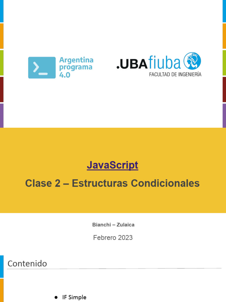 JS Clase02 2 Condicionales | Descargar gratis PDF | Programación de ...