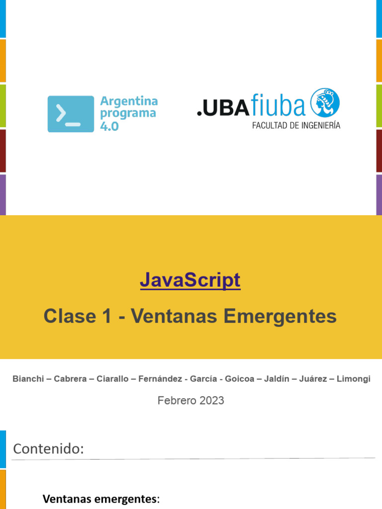JS Clase01 3 Ventanas | PDF | Ingeniería de software | Tecnologías de la información