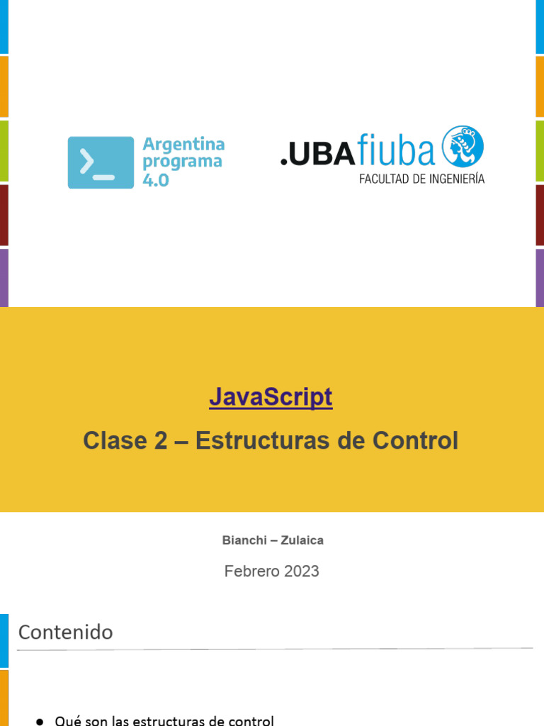 JS Clase02 1 EstructurasDeControl | PDF | Flujo de control | Ingeniería Informática