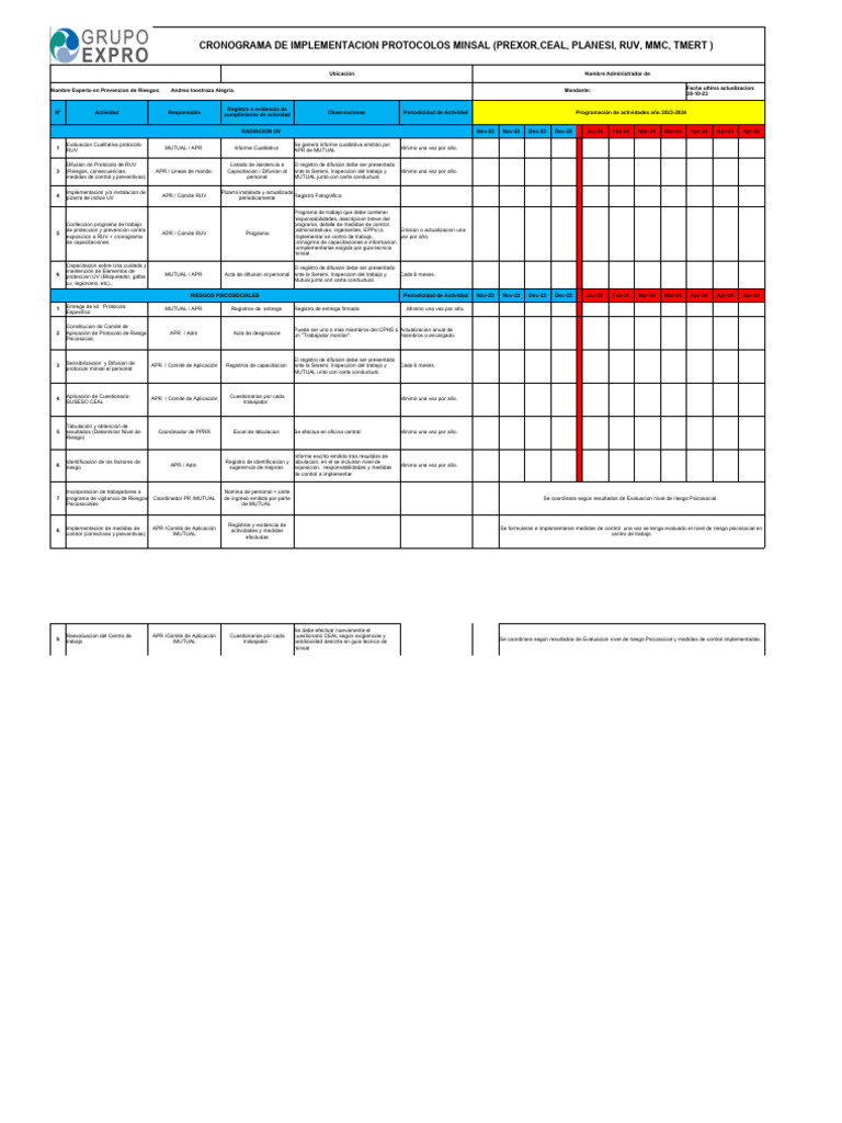 Cronograma de Protocolos Minsal | PDF