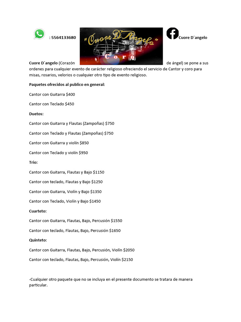 Carta de Presentacion Coro Misas-1 | PDF | Arte