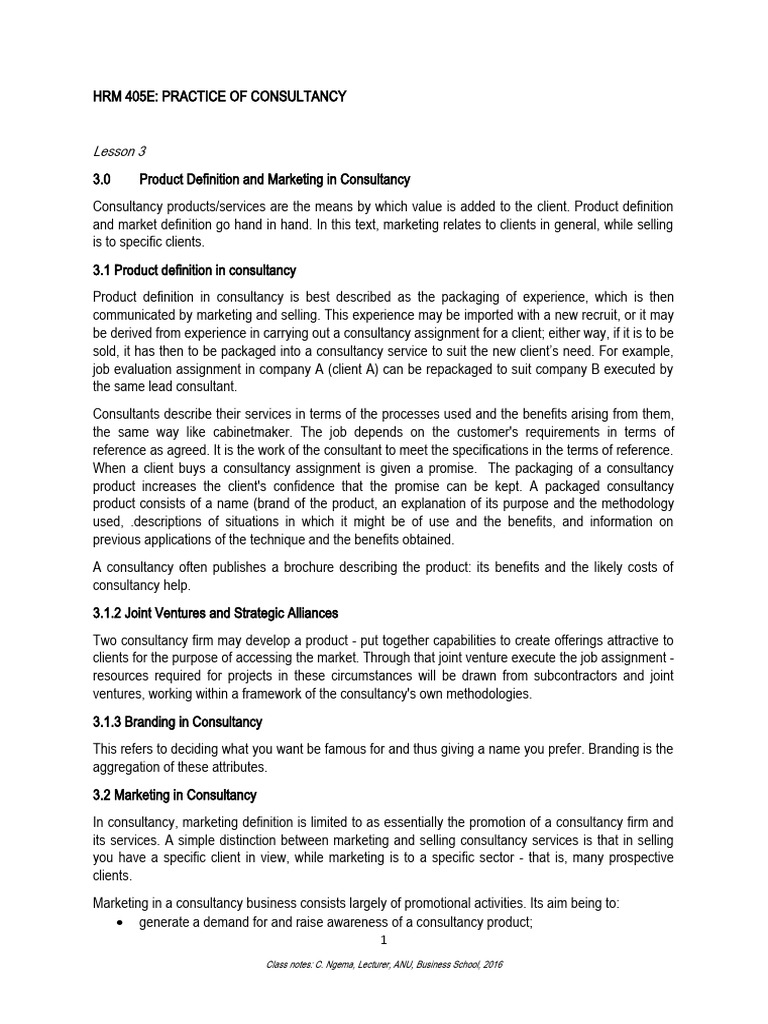 Practice of Consultancy Lesson 3 | PDF | Consultant | Marketing